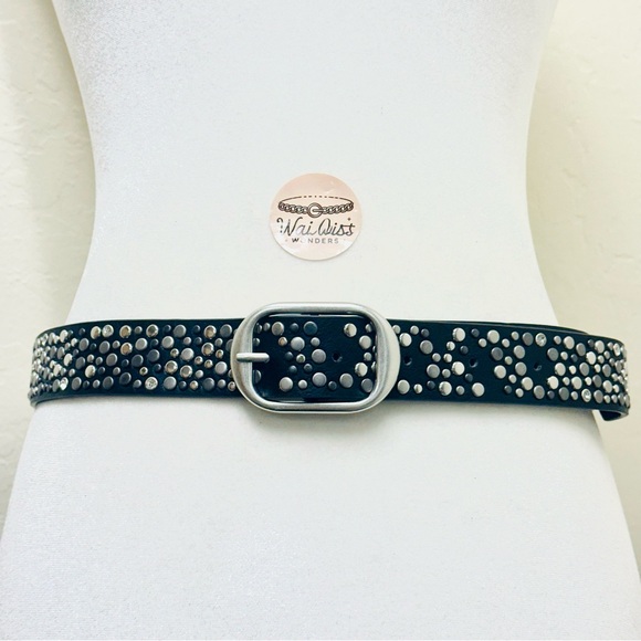 Accessories | Y2k Black And Silver Studded Leather Belt With Silver ...